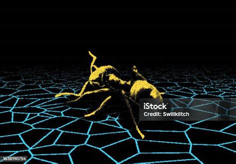 금이 간 땅에 있는 복고풍 미래주의 도트워크 스타일 개미 복고풍 공상과학 만화책 스타일의 기술과 자연 개념 도트워크에 대한 스톡 벡터 아트 및 기타 이미지 Istock