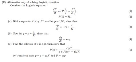 Solved Alternative Way Of Solving Logistic Equation