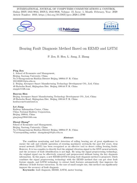 Lstm Deep Learning Approach For Bearing Fault Diagnosis Pdf