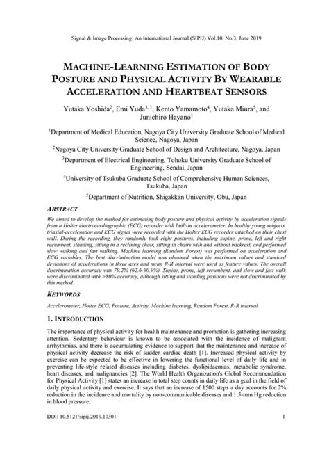 Machine Learning Estimation Of Body Posture And Physical Activity By Wearable Acceleration And