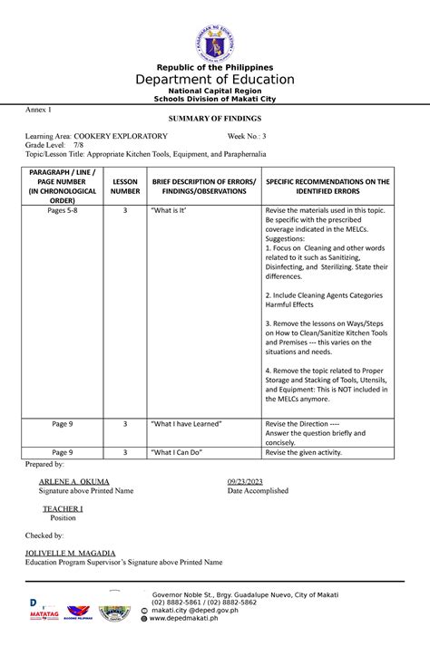 Sf Tle7 8cookery Explo Q3 Mod3 Republic Of The Philippines Department Of Education National