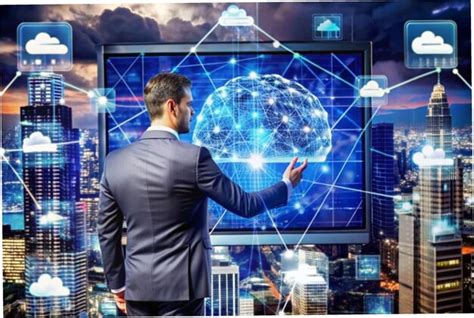 Business Man Or Engineer Utilizing Ai And Cloud Computing For Data Analysis Premium Ai