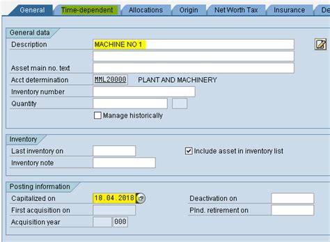 Sap Fico Module Learning Create Main Asset Master