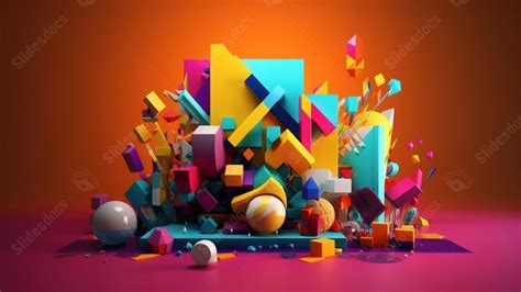 Colorfully Rendered Graphic Design Concept In 3d Powerpoint Background