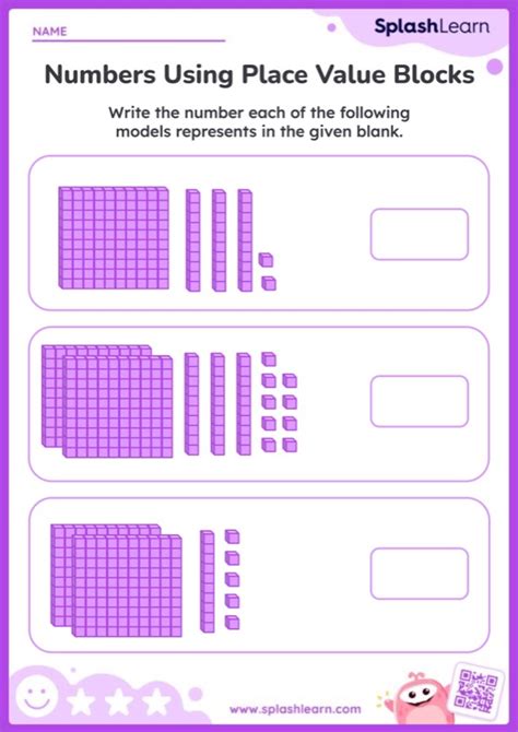 Write A 3 Digit Numbers Represented By Place Value Blocks Worksheet