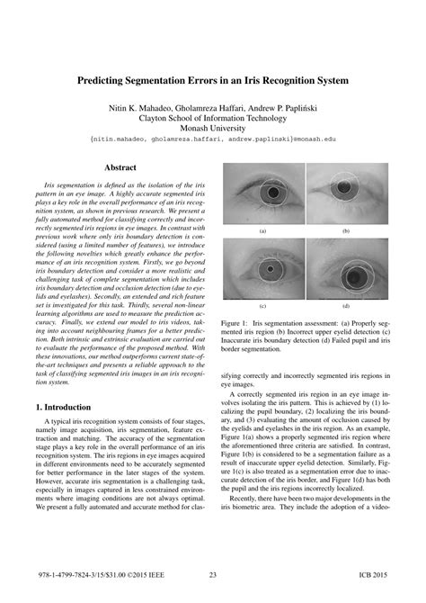 Pdf Predicting Segmentation Errors In An Iris Recognition System