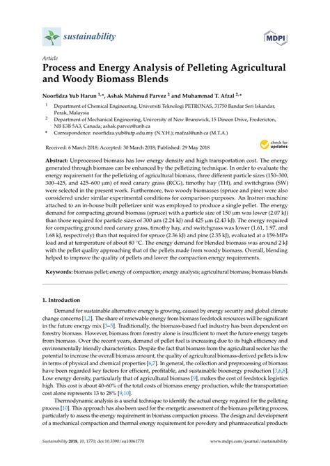 Pdf Process And Energy Analysis Of Pelleting Agricultural And Woody