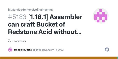 1181 Assembler Can Craft Bucket Of Redstone Acid Without Bucket