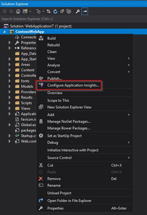 Configure Application Insights Option Not Shown