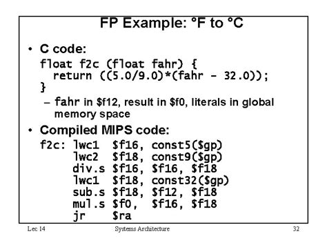 Systems Architecture Lecture 14 Floating Point Arithmetic Jeremy
