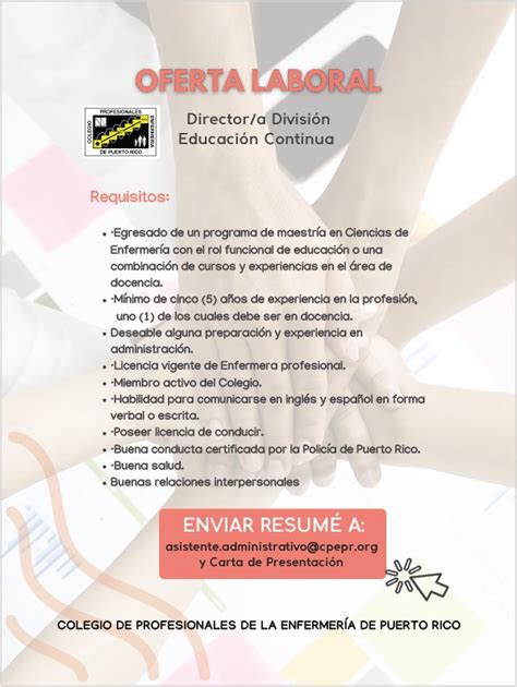 Colegio Cpepr Oferta Laboral Directora División Educación Continua Facebook