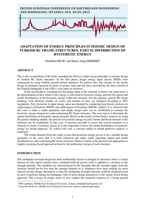 Pdf Adaptation Of Energy Principles In Seismic Design Of Turkish Rc Frame Structures Part Ii