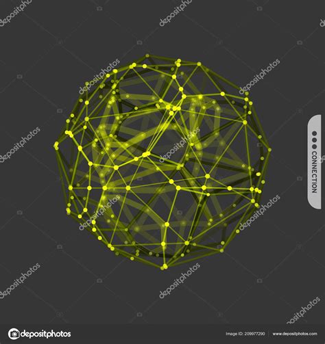 Sphere Vector Wireframe Object Illustration Connected Lines Dots Abstract Grid Stock Vector By