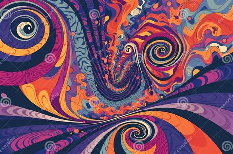 Vintage Psychedelic Poster With Trippy Geometric Patterns Stars And