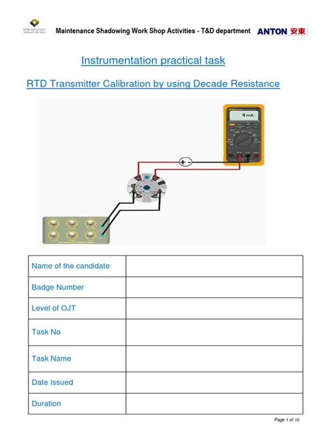 Rtd Transmitter Calibration By Using Decade Resistance Pdf Calibration Personal Protective