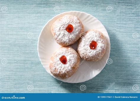 Hanukkah Sufganiyot Traditional Jewish Donuts For Hanukkah Stock Image Image Of Sufganiyot