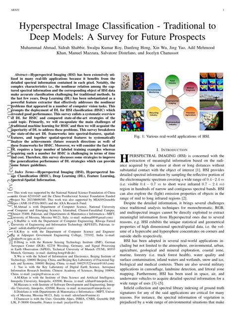Pdf Hyperspectral Image Classification Traditional To Deep Models A Survey For Future Prospects
