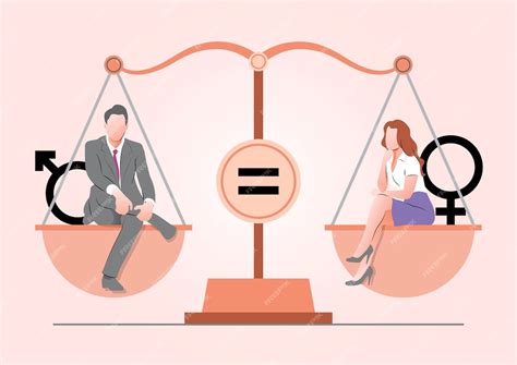 Uomo E Donna Che Rappresentano Luguaglianza Di Genere Vettore Premium