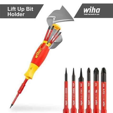 Wiha Magazine Bit Holder Liftup 6 X 75mm Slim Bits Screwdriver Insulated Vde Bunnings Australia