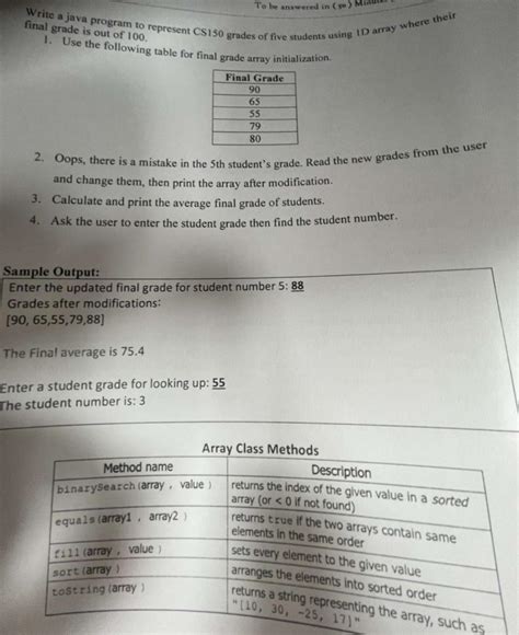 Solved Write A Java Program To Represent Cs150 Grades Of
