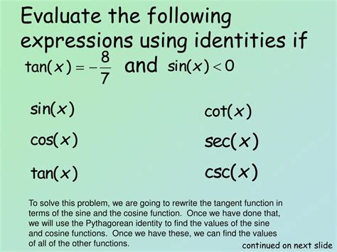 Ppt Verifying Trigonometric Identities Powerpoint Presentation Free
