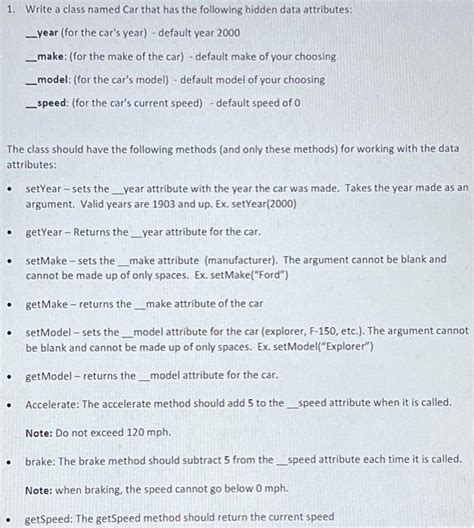 Solved 1 Write A Class Named Car That Has The Following