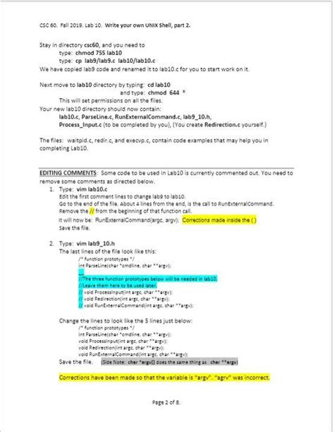csc 60 fall 2019 lab 10 write your own unix shell