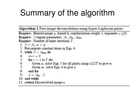 ppt fast image deconvolution using hyper laplacian prior powerpoint