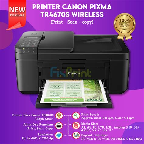 New Printer Canon Pixma Tr4670 Tr4670s Tr 4670 Wireless Print Scan