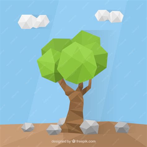 낮은 폴리 스타일의 트리 무료 벡터