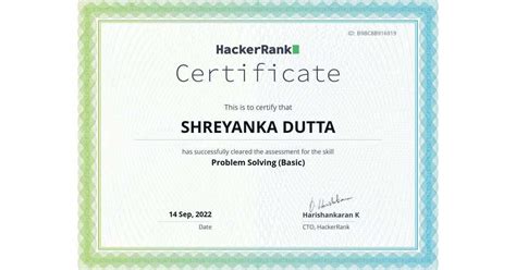 Im Happy To Share That Ive Obtained A New Certification Hackerrank