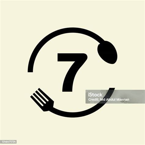 숟가락과 포크 개념 템플릿과 편지 7에 레스토랑 로고 디자인 주방 도구 음식 아이콘 요리 로고 바베큐 사인 그릴 포크 와 7
