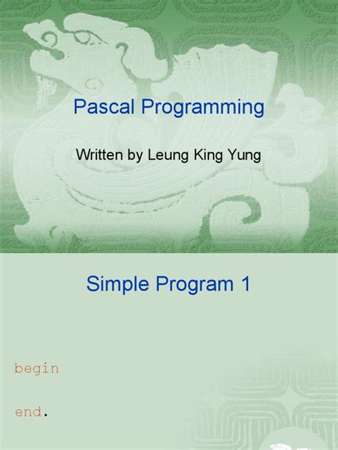 Pascal Programming Written By Leung King Yung Pdf Teaching Methods And Materials Computers
