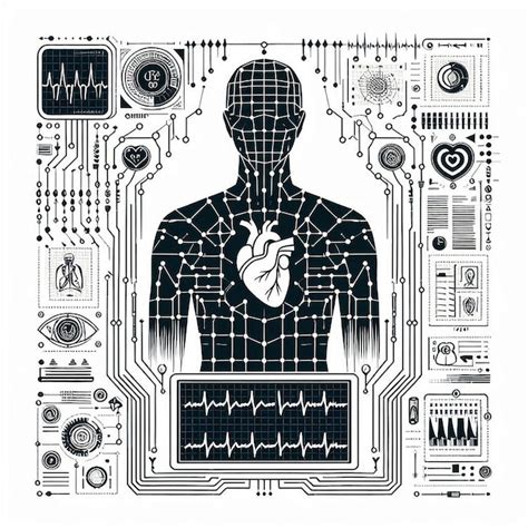 Premium Vector Automated Ecg Interpretation Silhouette Line Art Vector Illustration On White