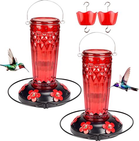Hummingbird Feeder 2pack 16ounces，6 Feeding Ports Glass