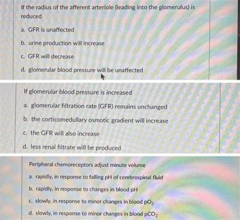Solved If The Radius Of The Afferent Arteriole Leading Into