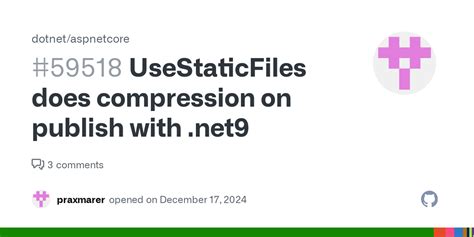 Usestaticfiles Does Compression On Publish With Net9 · Issue 59518 · Dotnetaspnetcore · Github