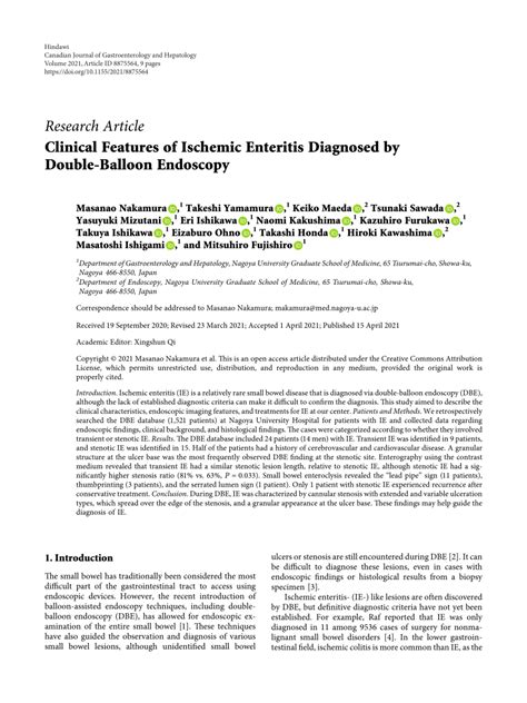 PDF Clinical Features Of Ischemic Enteritis Diagnosed By Double Balloon Endoscopy