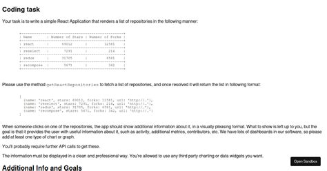 React Interview Task Forked Codesandbox React Interview Task Forked Codesandbox