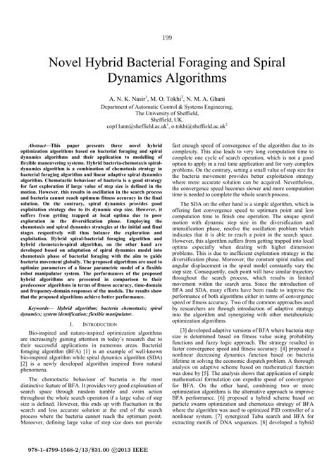 Pdf Novel Hybrid Bacterial Foraging And Spiral Dynamics Algorithms