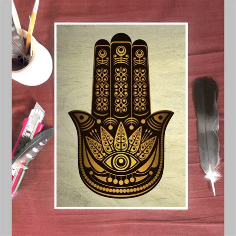 Hamsa Art Hand Art Print Hamsa Hand Wall Art Eclectic Decor