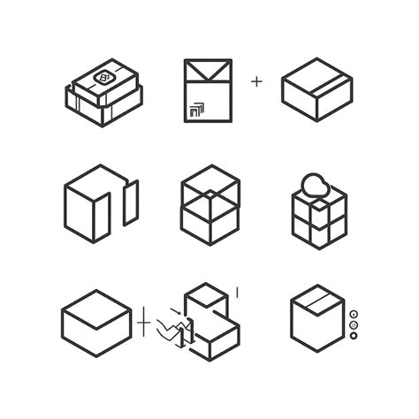 Line Drawings Illustrating The Assembly Of A Package Premium Ai