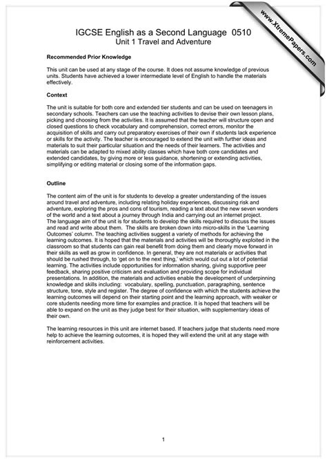 IGCSE English As A Second Language XtremePapers Com