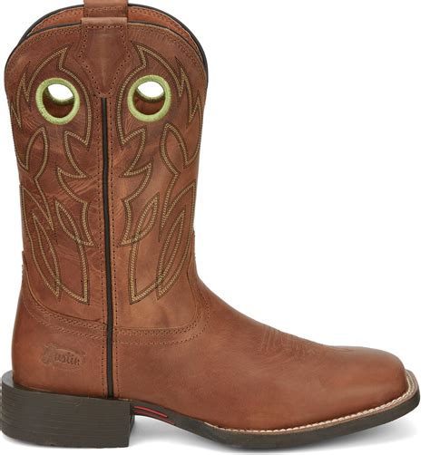 Justin Mens Bowline Hazel Brown Square Toe Western Boots Se7521
