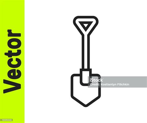 흰색 배경에 격리 된 검은 줄 삽 아이콘 원예 도구 원예 농업 농업을위한 도구 벡터 3차원 형태에 대한 스톡 벡터 아트 및 기타 이미지 Istock
