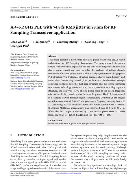 A 452 Ghz Pll With 748 Fs Rms Jitter In 28 Nm For Rf Sampling Transceiver Application