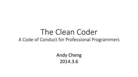 The Clean Coder Ppt