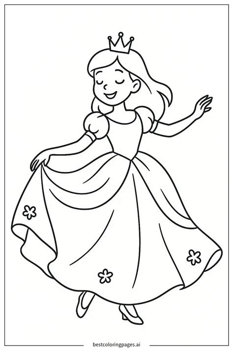 Princesa Dançando Desenhos Para Colorir Grátis Imprimível