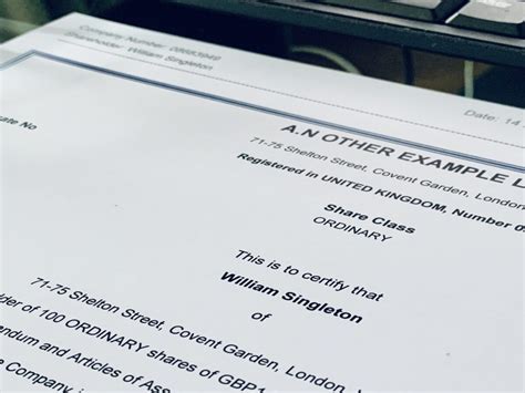 Share Certificate Template Companies House
