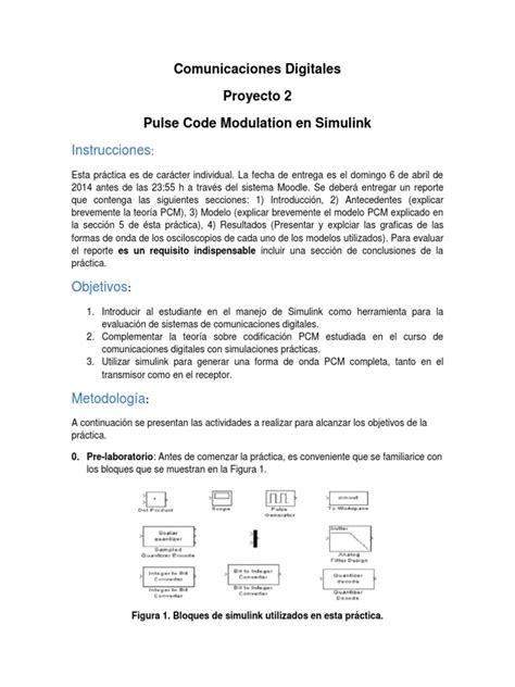 proyecto 2 pcm waveform pdf matlab ingeniería en telecomunicaciones